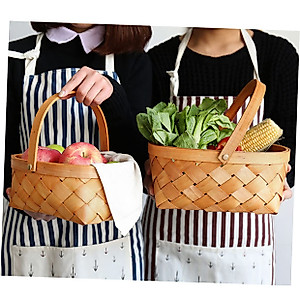 2pcs Wicker Storage Basket with Lid Snack Containers Basket Organizer Wicker Baskets with Handles Wood Chip Woven Woodchip Basket Wooden Rattan Storage Container Filler Boy