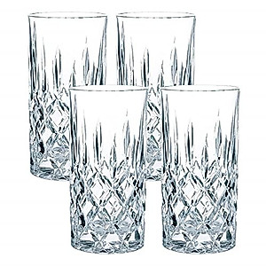 Nachtmann Noblesse Collection Long Drink Glasses | Set of 4 cocktail Cups | Made of Crystal Glass | 6-Inch Highball Glasses for Cocktails, Juice and other Mixed Drinks | 13-Ounces