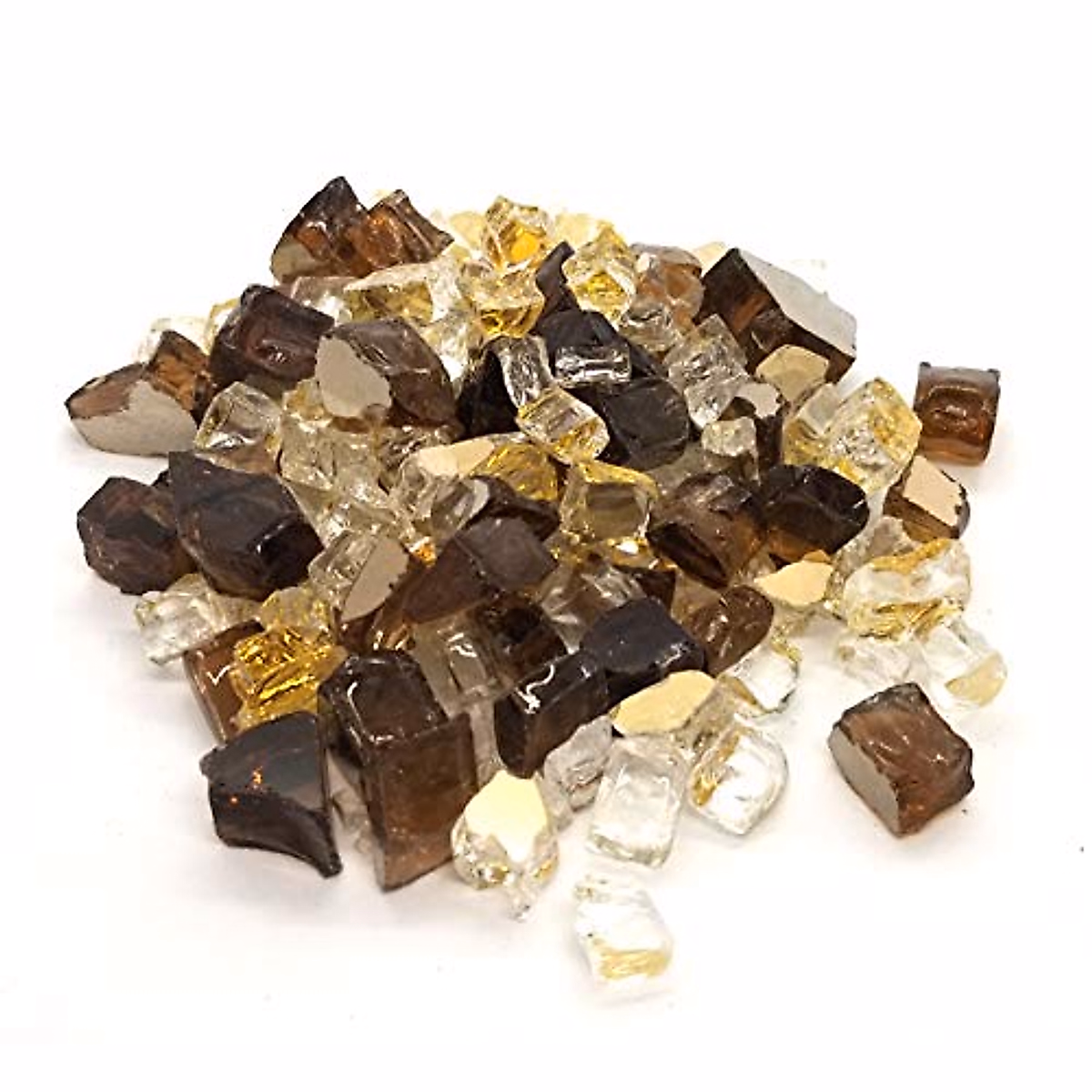 Vivid Premium 1/2" Gold, Amber Blend - (10 Pounds) Reflective Fire Glass for Fireplace and Fire Pit (Desert Sun)