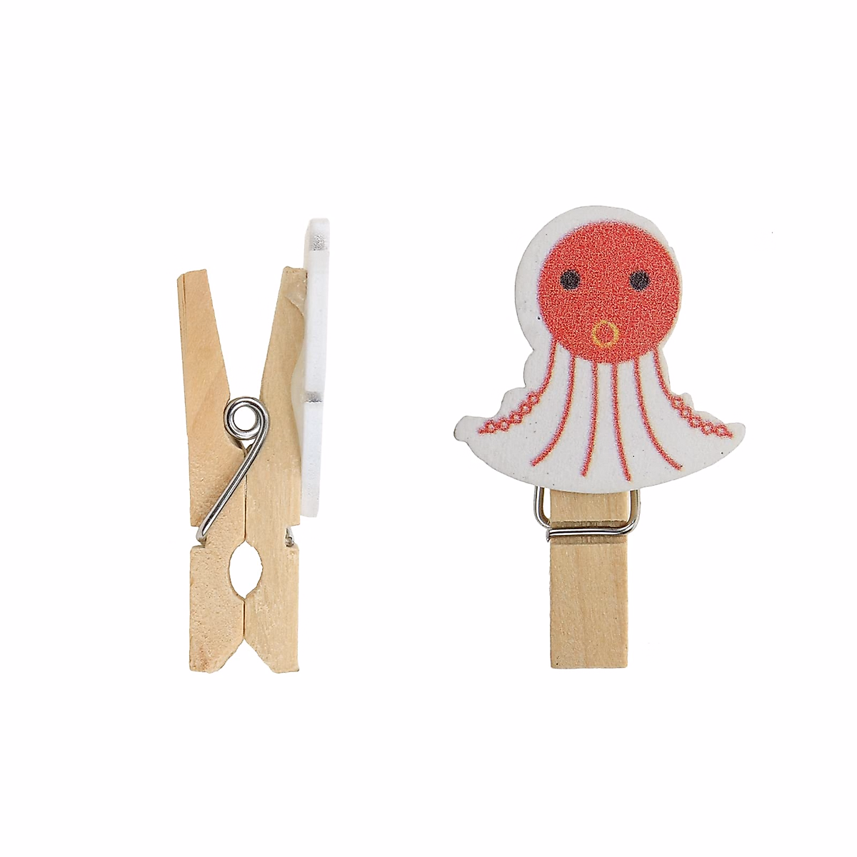 Bitray Mini Wooden Clothespins Cute Ocean Animals Wooden Clips Multi-Function Photo Paper Peg Pin Craft Clips - 40pcs