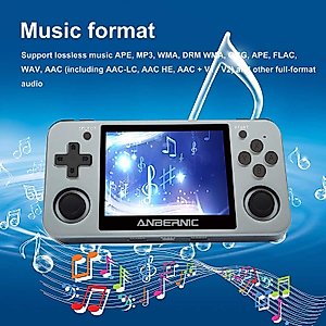 hemistin RG350m Handheld Game Console with 16G Memory, 3.5 Inch IPS Screen 2500MAH Battery Preload 5000 Games Opendingux System Gifts (Chinese and English Version) (Titanium + 32G TF Card)