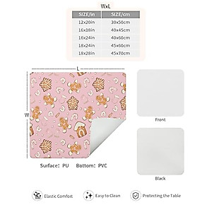 Coffee Mat for Counter, Christmas Cute Gingerbread Man Pink Absorbent Hide Stain Coffee Bar Mat, Non-slip Coffee Bar Accessories Kitchen Drying Mat Fit Under Coffee Maker Espresso Machine