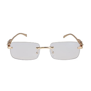 FLAWLESS EYEWEAR Rimless Oversized Sunglasses for Women Men Rectangular Frameless Fashion Shades (Clear)