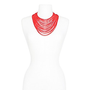 ZENZII Multi Strand Statement Bib Necklace for Women (Red)