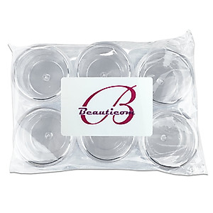 (Quantity: 6 Pieces) Beauticom 15G/15ML (0.5oz) Round Clear Jars with Screw Cap Lid for Acrylic Powder, Rhinestones, Charms and Other Nail Accessories