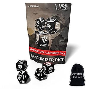 Citadel Black Character Randomizer Dice Set - Randomize Class, Race, & Alignment for Characters or NPCs, Made for Dungeons and Dragons 5th Edition & Other Tabletop Role-Playing Games