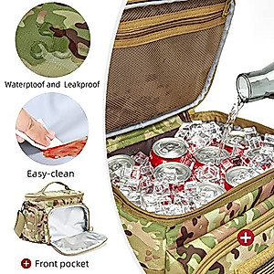 MOV COMPRA Tactical Lunch Bag for Men, Insulated Lunch Box Leakproof Large Capacity with MOLLE Water Bottle Pouch Lunchbox for Adult Work Picnic（Camouflage Green）