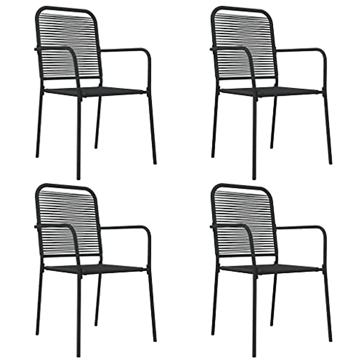 Camerina 5 Piece Patio Dining Set Patio Table and Chairs Set Outdoor Patio Dining Set Outdoor Patio Furniture Patio Set Black Cotton Rope and Steel 3156540