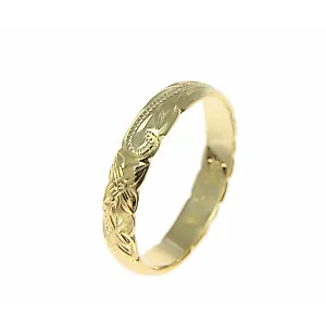 Arthur's Jewelry 925 Sterling silver yellow gold plated 4mm Hawaiian scroll cut out edge ring band size 11.5