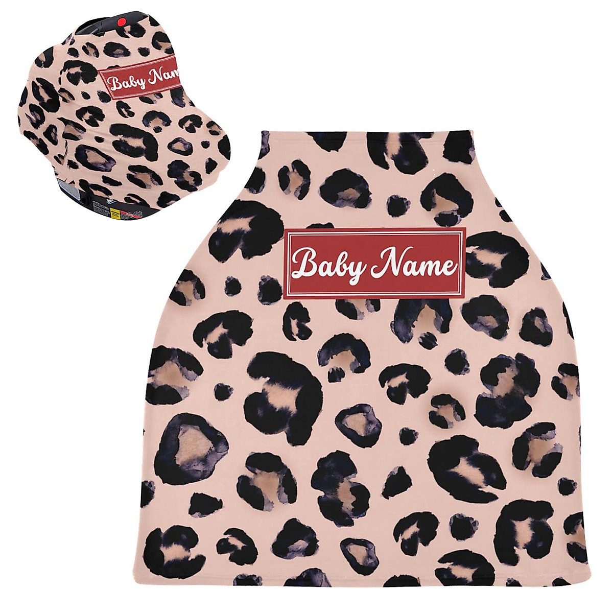 Personalized Baby Car Seat Cover Custom Name Nursing Cover Leopard Breastfeeding Scarf Newborn Essentials for Baby Boy