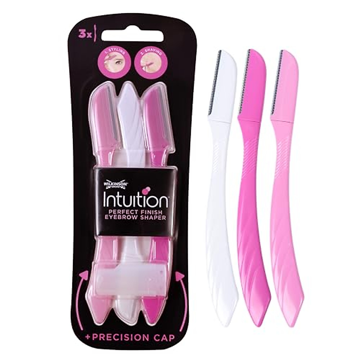 WILKINSON SWORD - Intuition Eyebrow Shaper | Facial Hair Remover and Trimmer | Exfoliating Dermaplaning Tool | 3 x Disposable Razors