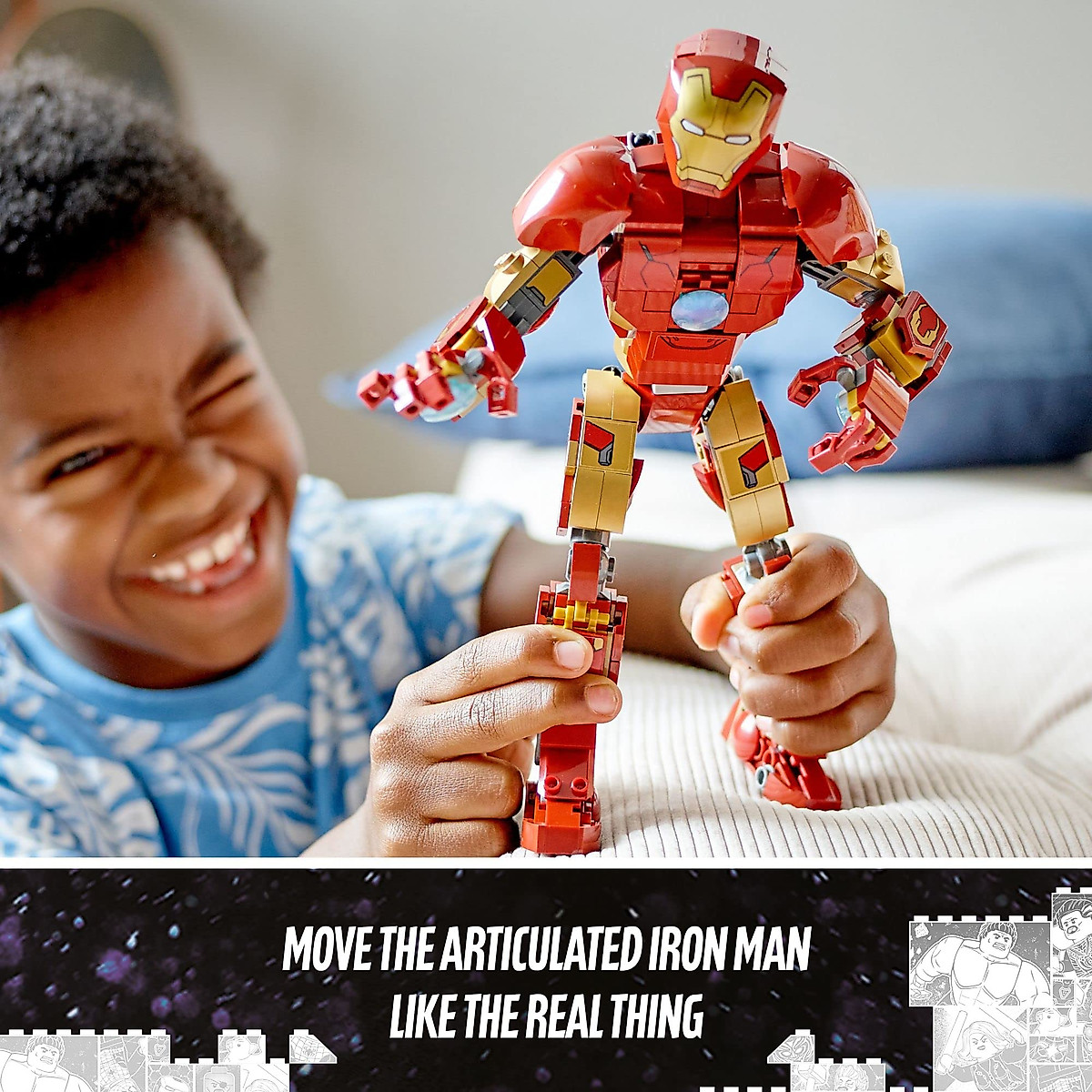 LEGO Marvel Iron Man Figure 76206 Collectible Buildable Toy, Kids Bedroom Display Model from Avengers: Age of Ultron, Infinity Saga Set