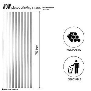 Wow Plastic Disposable Plastic Drinking Straws - 250 count (neon) (Neon).