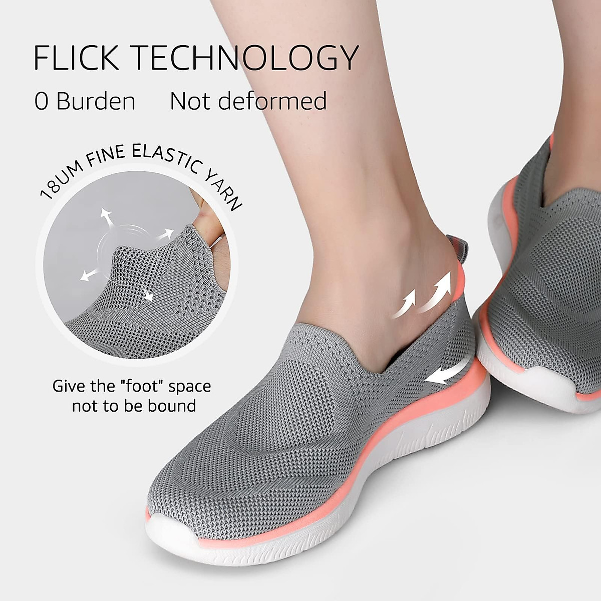 STQ Walking Shoes Women Comfortable Slip On Sneakers Lightweight Mesh Casual Work Loafer Light Grey Pink US 8