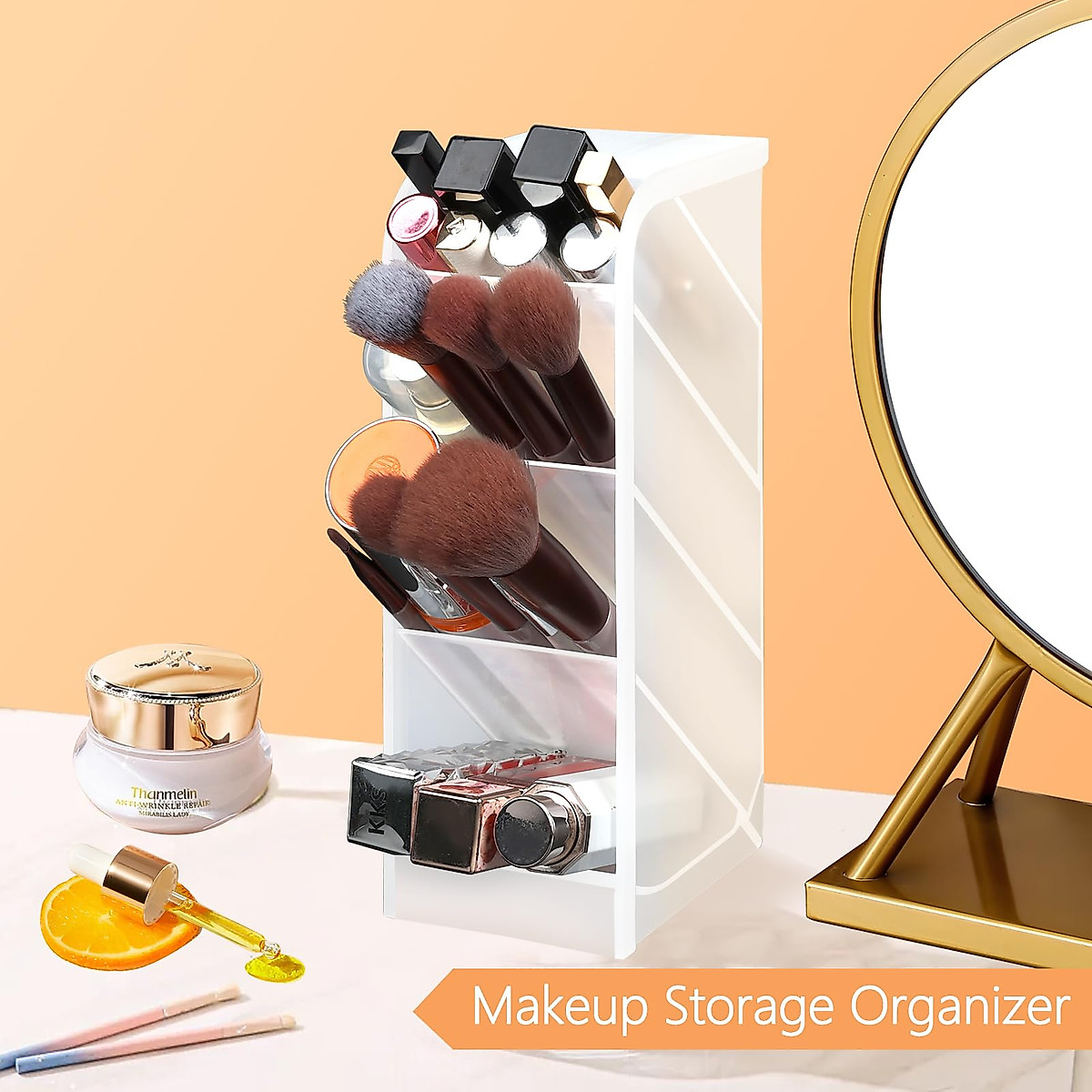 FYY Office Desk Organizers,Pen Holder,Pen Organizer Storage-2Pcs Desk Caddy Organizer with 4 Compartments for Office, School, Home-L-Clear