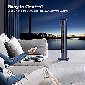Taylor Swoden Tower Fan with Remote, Oscillating Quiet Standing Bladeless Fans, 40” Portable Powerful Floor Fan Cooling for Home, Bedroom, Living Room, Office, 3 Modes 3 Speed Setting 24H Timer