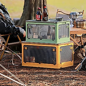 RAMGTW Large Clear Plastic Storage Box with Lid Wheels Collapsible Storage Bins with Five Doors Stackable Folding Container Organizer. Foldable Car Trunk Organizer Picnic Camping Family (Large, Blue)