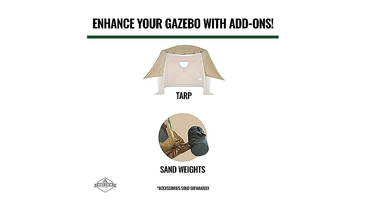 Hike Crew 6.5' Waterproof Gazebo Tent - Easy Setup