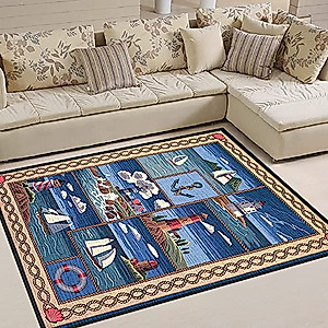 Sailboat and Lighthouse Area Rugs Carpet Water Absorbent Bath for Bathroom, Kitchen and Living Room Decor New Year Gift Decor (Custom)