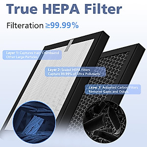 R1 P1801 P1802 Filter Compatible with YIOU R1 Air Puri-fier and Elechomes P1801/P1802, 3-in-1 True HEPA for yiou r1 filter