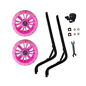 HUWAY training wheels flash mute wheel bicycle stabiliser mounted Kit compatible for bikes of 12 14 16 18 20 Inch， 1 Pair (pink2)