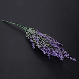 Tyenaza Artificial Lavender Flowers Plants, Faux Shrubs Plastic Plants for Home Garden Party Decor(Purple)