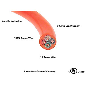 Nema L14-30 Generator Power Cord 4 Wire 10 Gauge 125/250v 30 Amp 7500 watts (10 Feet)