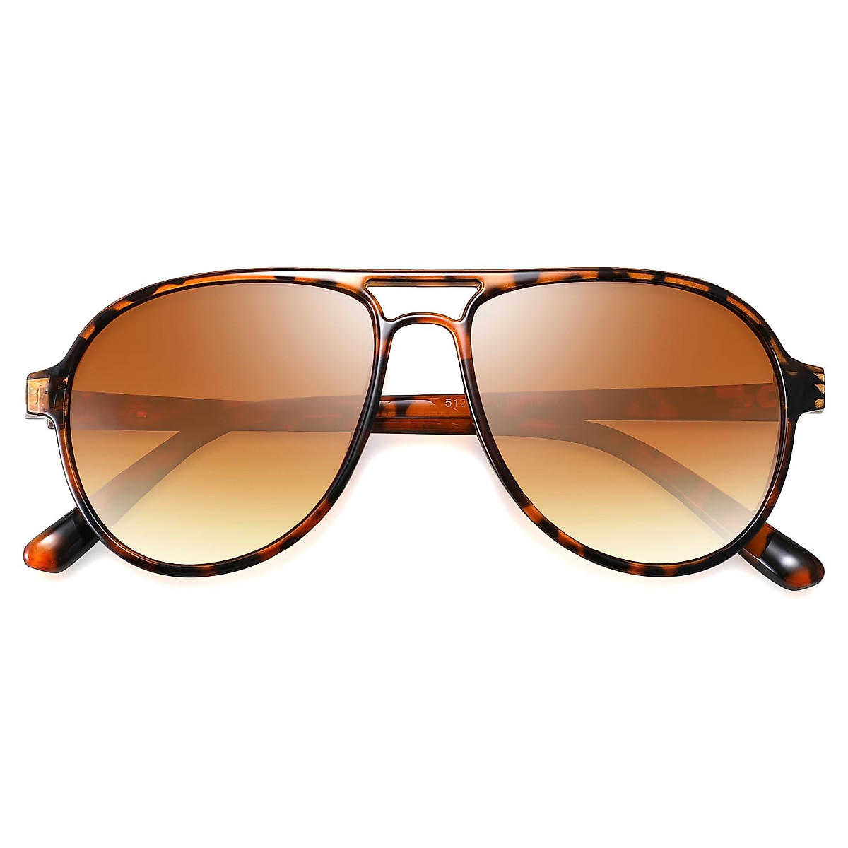 YuJian Retro Square Aviator Sunglasses Womens Mens 70s Retro Trendy Double Bridge Sun Glasse YJ3025, Leopard+Black/Brown+Grey