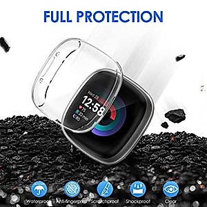 NANW 4-Pack Screen Protector Case Compatible with Fitbit Sense 2/Versa 4, Soft TPU Plated Bumper Full Cover Protective Cases for Versa 4/Sense 2 Smartwatch [Scratch-Proof]
