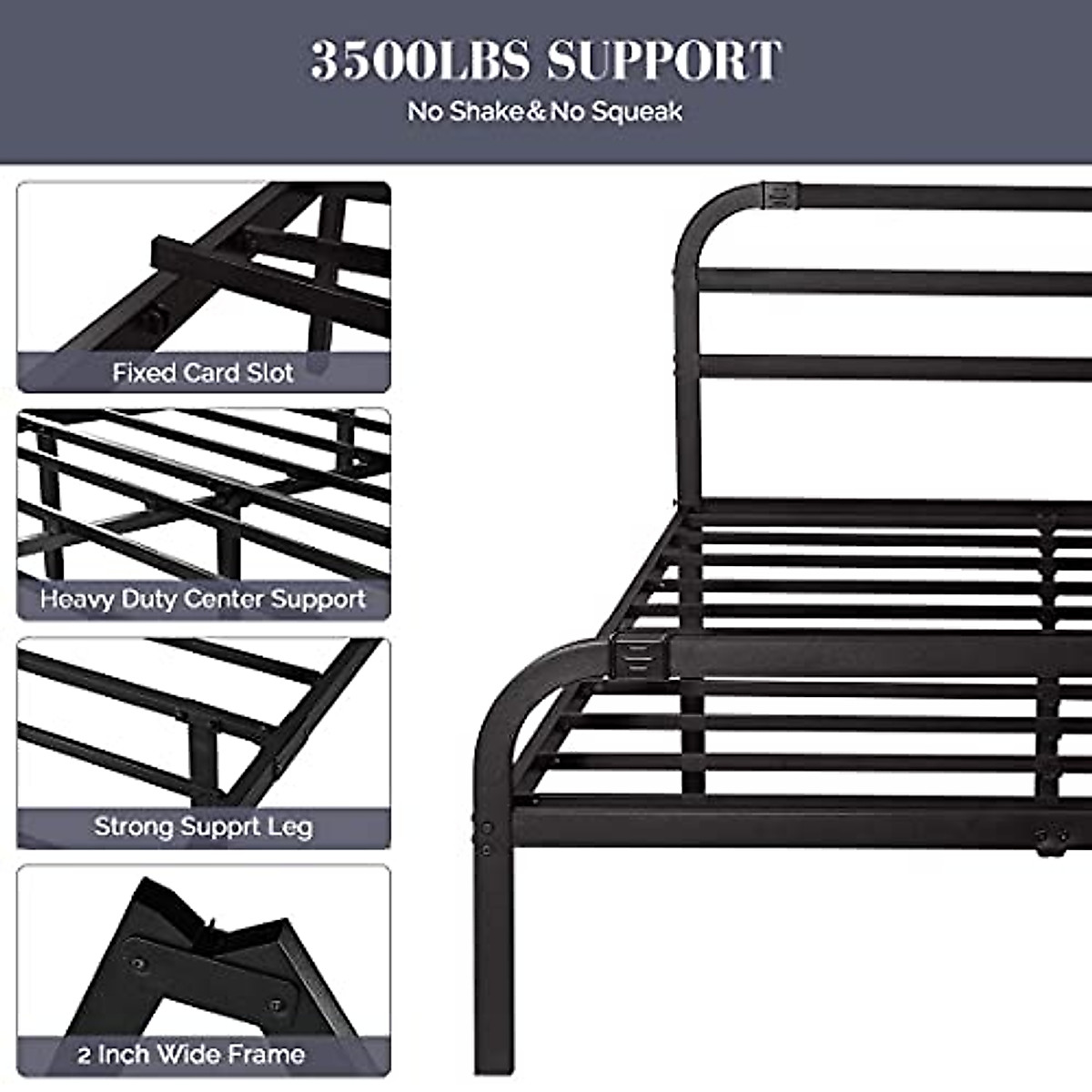 TATAGO 14 Inch Queen Bed Frame with 40 Inch Matte Curved Design Headboard and Footboard, Heavy Duty Metal Platform Mattress Foundation, 3500lbs Extra-Strong Support, No Noise