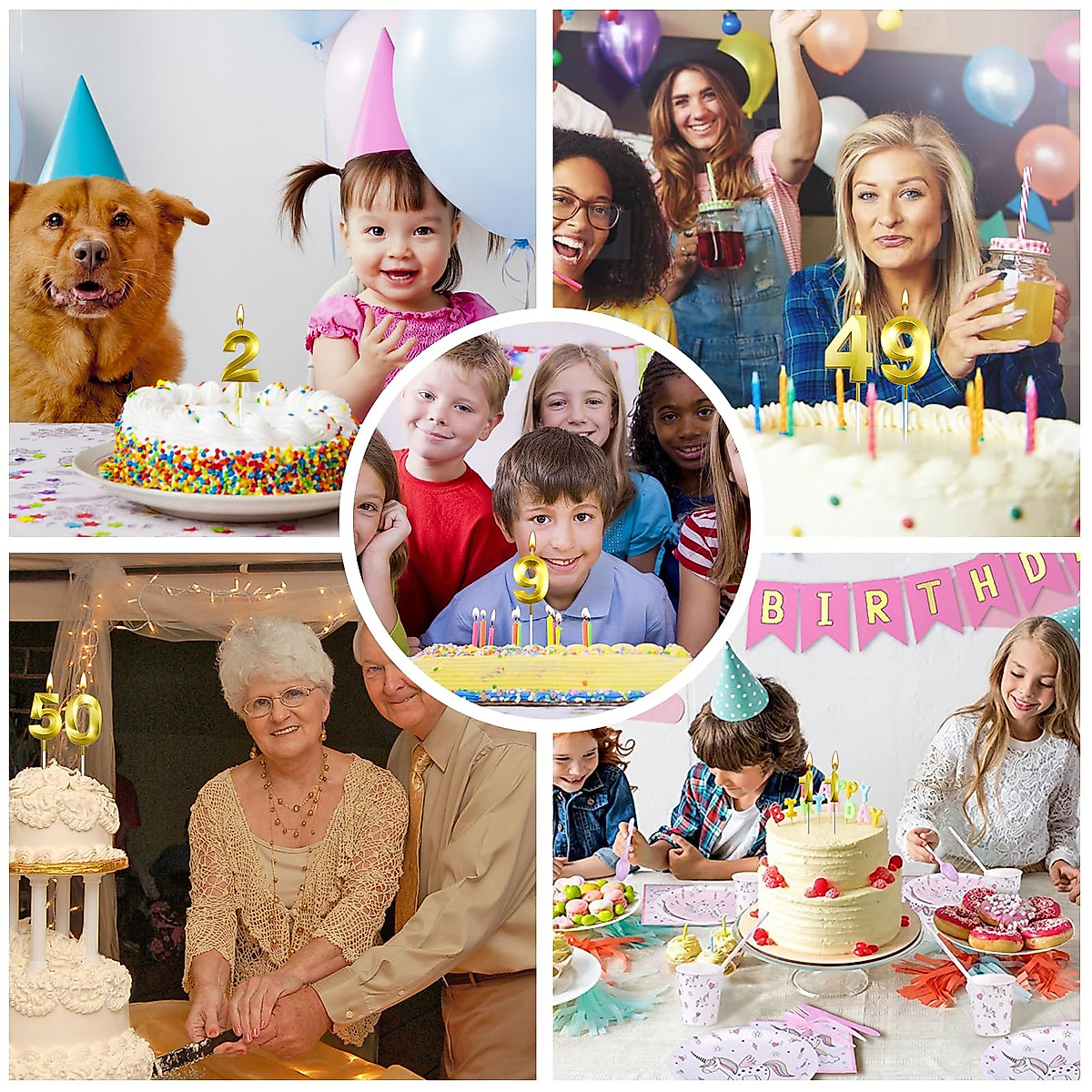 Birthday Candles for Cake, Gold Number 8 Birthday Candles, Happy Birthday Numeral Candle, Number Candles for Cake Decorations for Birthday Party Wedding Anniversary Graduation Celebration