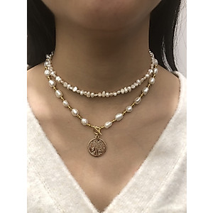 Pearl Choker Necklace 16'' Pearl Chain Necklace 3mm Handpicked Dainty Tiny Small Beaded Pearl Necklace Gifts for Women Girls