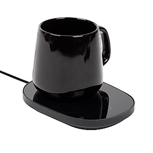 Mind Reader Coffee Warmer and Mug Set, Tea Cup Warmer, Coffee Accesories, Desk, USB Cord, 6.5" L x 4.75" W x 1" H, 2 Pcs, Black