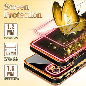 Coralogo for Moto G Stylus 5G 2022 Case (NOT FIT 4G) Butterfly for Women Girls Girly Cute Phone Cases Pretty Gold Plated Butterflies Design with Screen Black Cover for Motorola G Stylus 5G 2022 6.8"