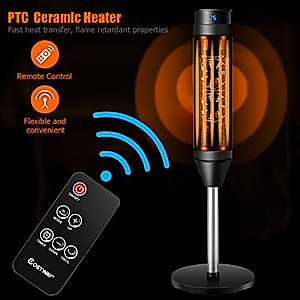 COSTWAY Ceramic Heater with Remote Control, 1000W/1500W Portable Heater with 8H Timer, Adjustable Thermostat, Overheat and Tip-Over Protection, Electric Space Heater for Indoor Use, Bedroom, Black