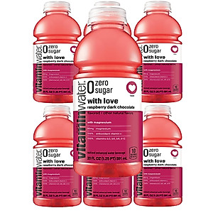 Vitamin Water With Love, Raspberry Dark Chocolate, (Pack of 6) with Bay Area Marketplace Napkins