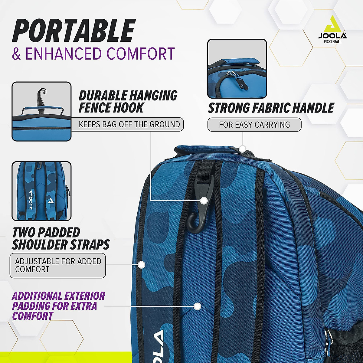 JOOLA Pickleball Bag - Vision II Deluxe Pickleball Backpack - Large Paddle Bag Fits 4 Pickle Ball Paddles & Gear - Includes Fence Hook, Extra Pockets, Ventilated Shoe Storage