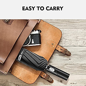 UNDERTREE Umbrella Windproof Travel Umbrella - 10-Ribs Wind Resistant Folding Umbrella - Compact Anti-UV Automatic Umbrella - Portable Waterproof Umbrella for Sun&Rain - Backpack, Purse, Car Umbrella, Black-21