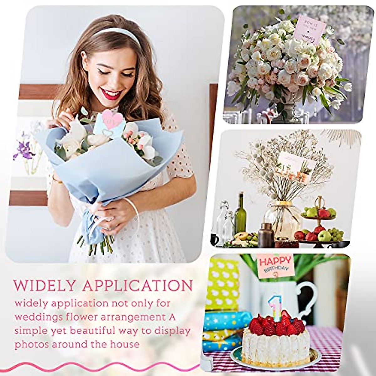 Sunnyray 30 Pieces Metal Wire Floral Picks Wire Place Card Holder Stand 13 Inch Table Name Number Picture Holder Clips Menu Note Memo Holder for Wedding Birthday Baby Shower Party Favor