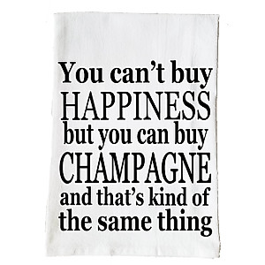 Champagne and Happiness handmade printed Kitchen flour sack towel