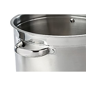 Vinod 6 Liters/6.3 Quartz Stockpot Stainless Steel With Tempered Glass Lids | Dishwasher Safe | Large Cooking Pot For Indian Food, Soup, Stew | Induction-Ready | 22cm | Food Grade Stainless Steel