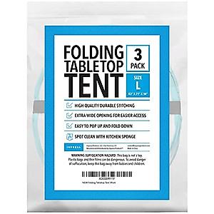 [3 Pack] Extra Large Tabletop Folding Mesh Food Tent with Easy Access Opening - Superior Stitched Food Covers for Outside Events - Wind Resistant Collapsible Food Cover - Picnic Accessories