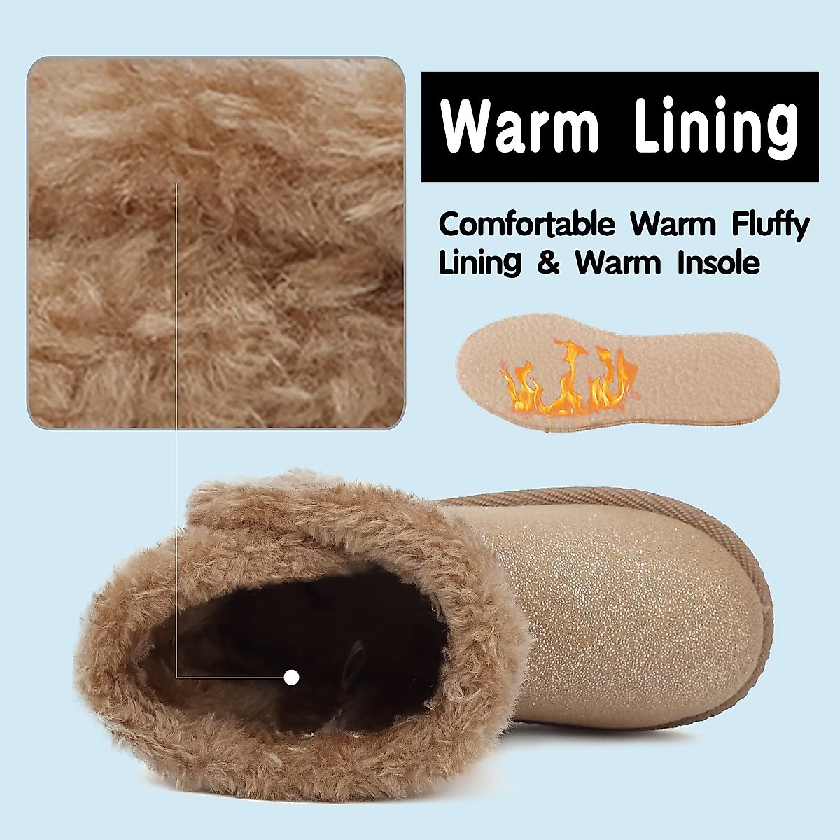 CIOR Toddler Snow Boots for Girls Boys Winter Warm Kids Boots Outdoor Shoes U121ELTX01-T.Khaki-21