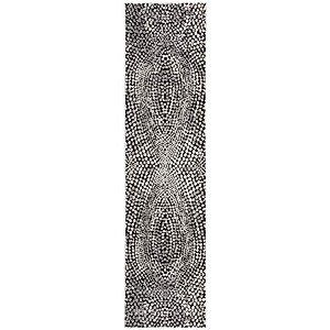 SAFAVIEH Lurex Collection Runner Rug - 2' x 8', Black & Light Grey, Modern Abstract Design, Non-Shedding & Easy Care, Ideal for High Traffic Areas in Living Room, Bedroom (LUR185Z)