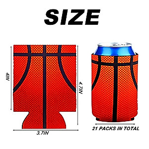 21 Pieces Basketball Pattern Beer Can Coolers 17 Oz Sports Soda Cover Coolies Sublimation Sleeves for Weddings, Bachelorette Parties Funny HTV Party Favors