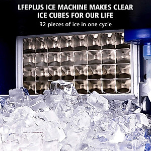LifePlus Commercial Ice Maker Machine Under Counter Produce 70LBS of Ice in 24 Hrs with 10LBS Ice Bin Capacity Freestanding Automatic Ice Cube Maker Perfect for Bars Coffee Shops Home Office