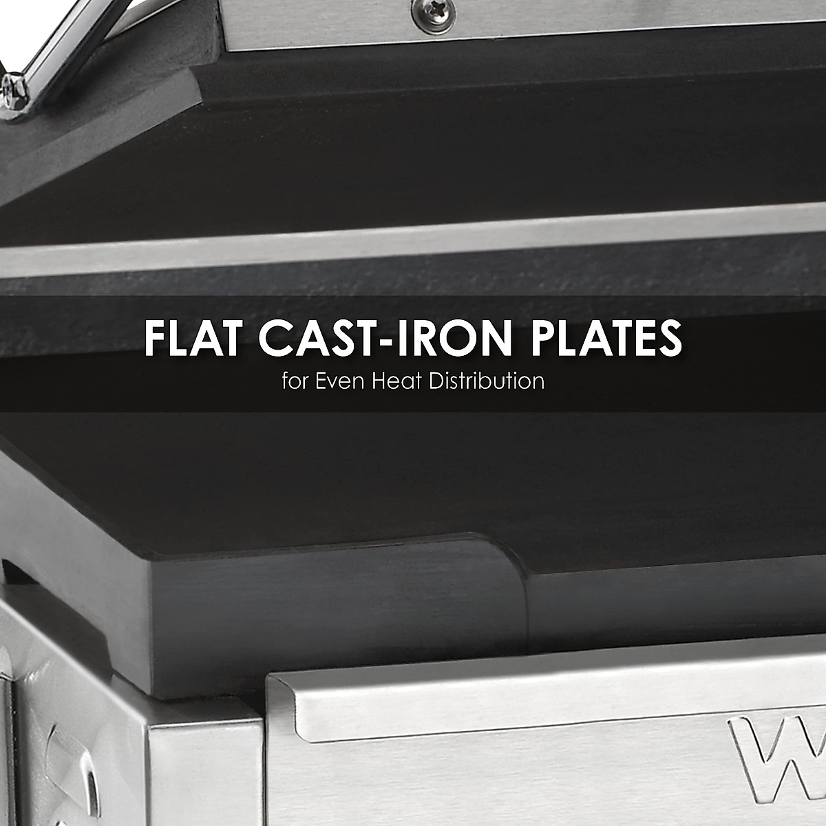 Waring Commercial WFG250 Tostato Supremo® Large Flat Toasting Grill, 120V, 1800W, 5-15 Phase Plug, Silver