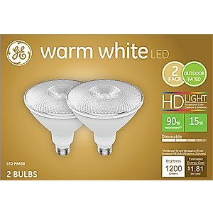 GE Lighting 45249 Relax HD LED (90-Watt Replacement) 1200-Lumen PAR38 Bulb, Soft White, 2-Pack, 2 Piece