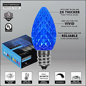 Blue-100 liglht 100ft Pathway Lights OptiCore C7 Outdoor Garden Yard Walkway Home Holiday Light Sets