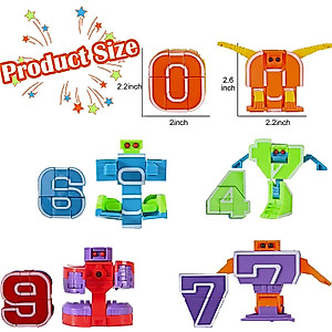 Liberty Imports 15 PCS Number Robots Transforming Toys Set - Math Counting Numerical Transform Robot Figures, Educational STEM Learning Bots for Kids